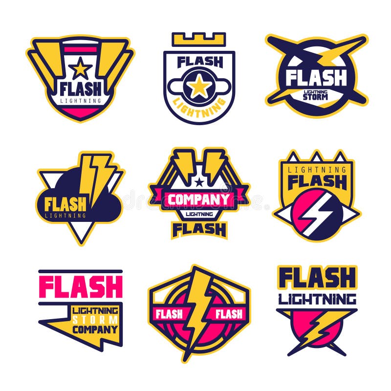 Flash Lightning Company Logo Design Template, Elements and Symbols for ...