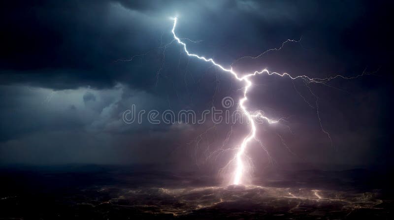 Flash of Lightning on Dark Background Stock Photo - Image of ...