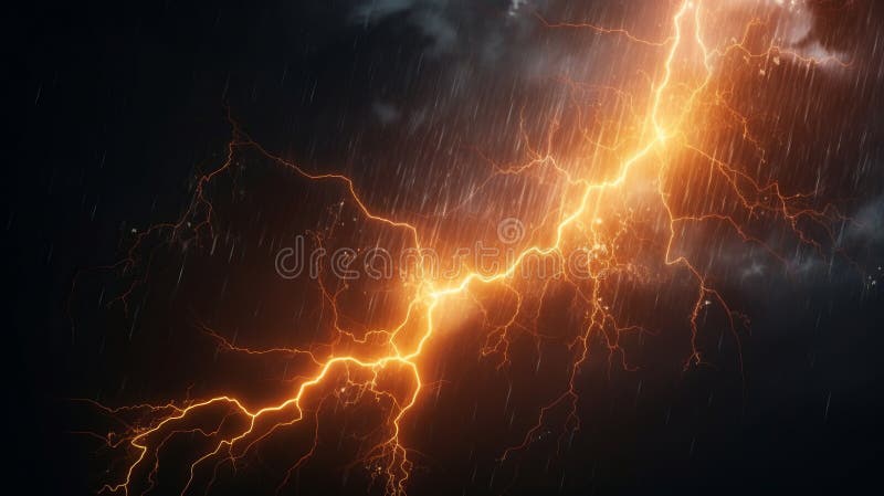 Flash of Lightning on Dark Background. Generative AI Stock Illustration ...