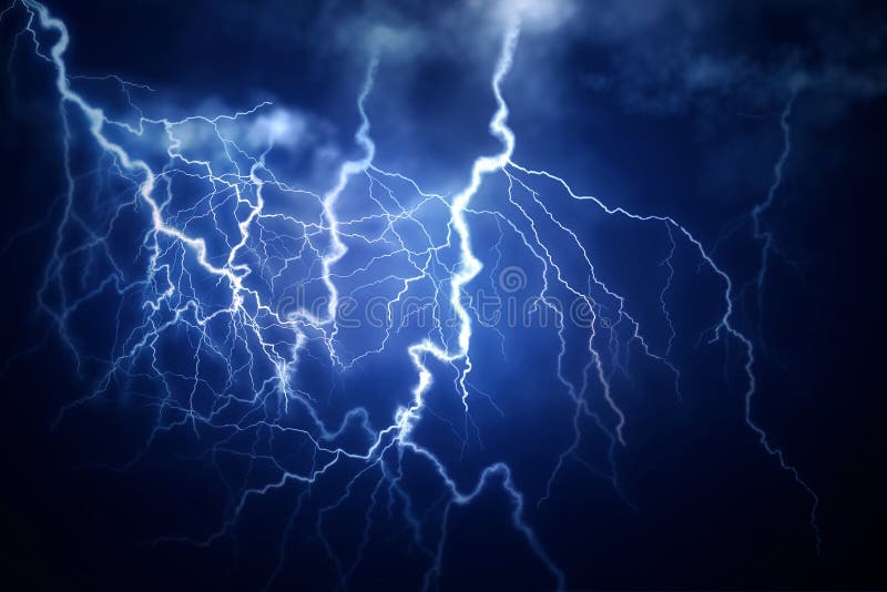 Flash of Lightning on Dark Background, Banner Design. Thunderstorm ...