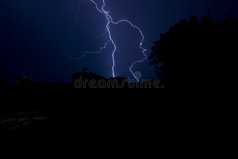 Flash of Lightning at Night Stock Photo - Image of horror, energy ...