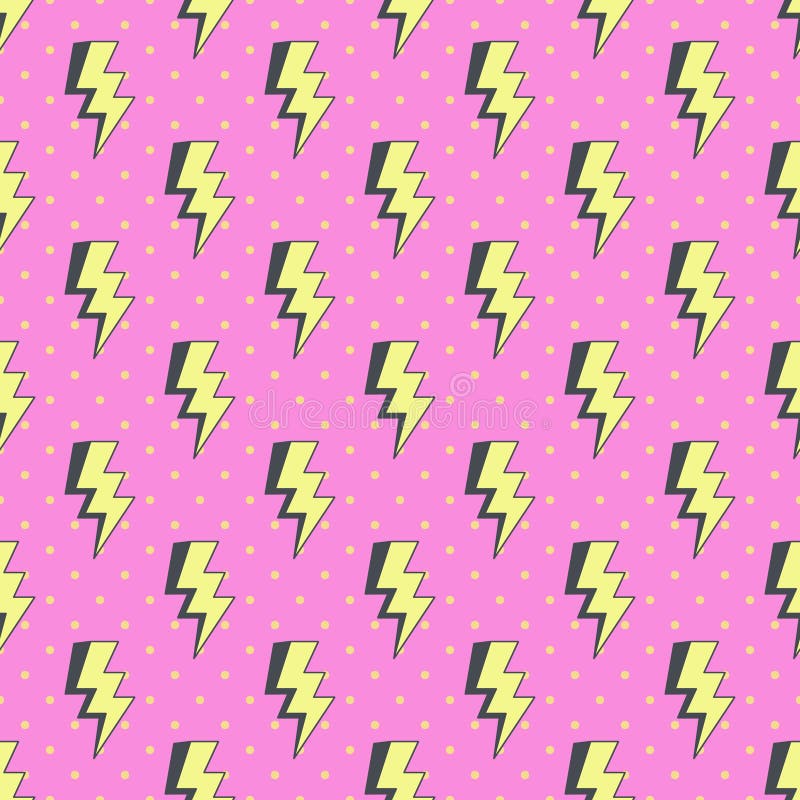 Flash Lightning Polka Dot Seamless Pattern, Girl Power Style Background ...