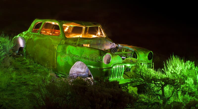 Flash Lit Old Car stock image. Image of vehicle, classic - 24035587