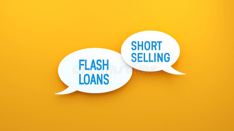 Flash Loans and Short Selling Text Message on Speech Bubble. Web Banner ...