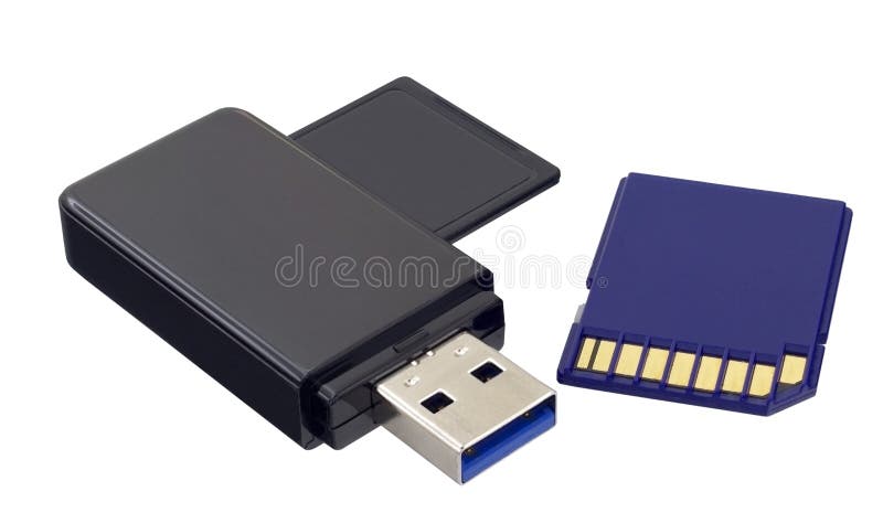 Flash Memory Card Reader and Flash Memory Card Stock Photo - Image of ...