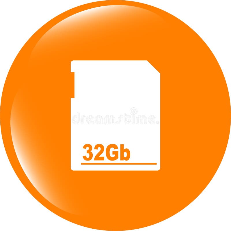 Flash Memory Card Web Button Icon Isolated on White Stock Illustration ...
