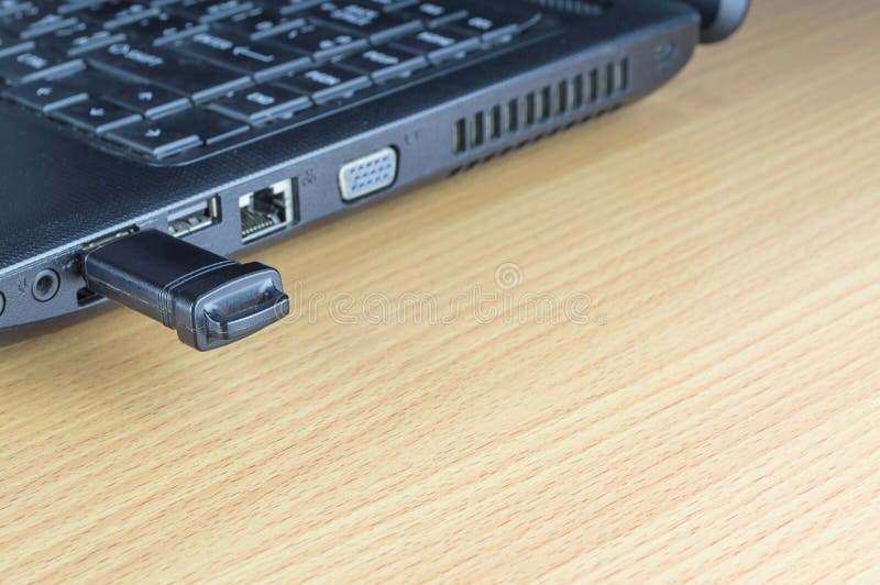 Flash Memory Drive Plugged into a Laptop Port Stock Photo - Image of ...
