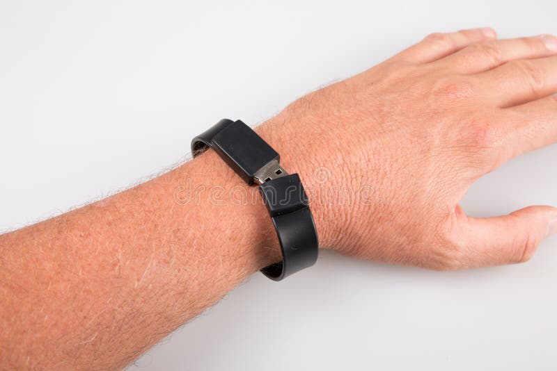 Flash Memory Set in Bracelet with Arm Hand Man Stock Image - Image of ...