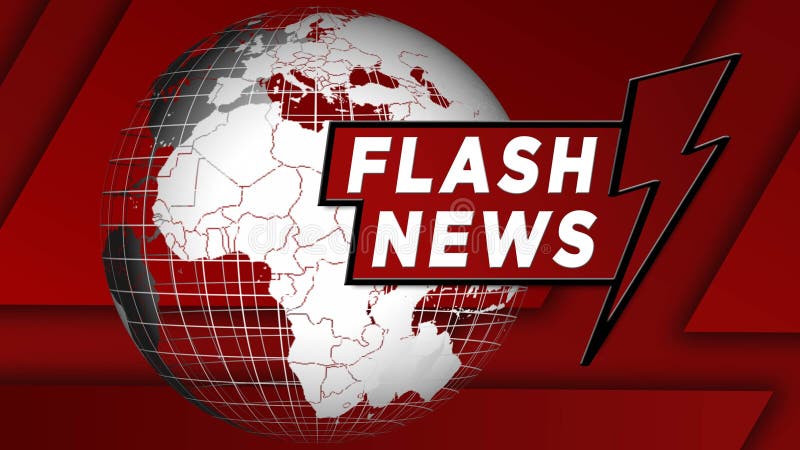 Flash News Lettering in Front of Earth Globe - Red Background with ...