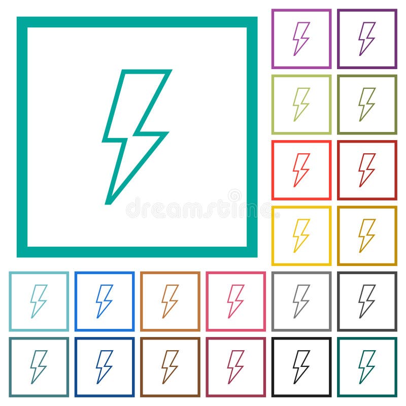Flash Outline Flat Color Icons with Quadrant Frames Stock Vector ...