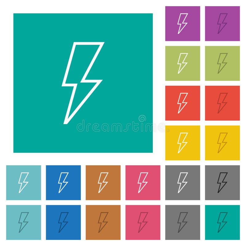 Flash Outline Square Flat Multi Colored Icons Stock Vector ...