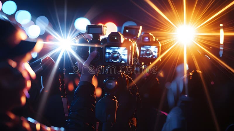 The Flash of a Reporter S Camera Flashing a Photo Stock Image - Image ...