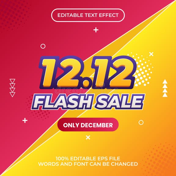 Flash Sale 12.12 Banner Template Stock Vector - Illustration of flash ...