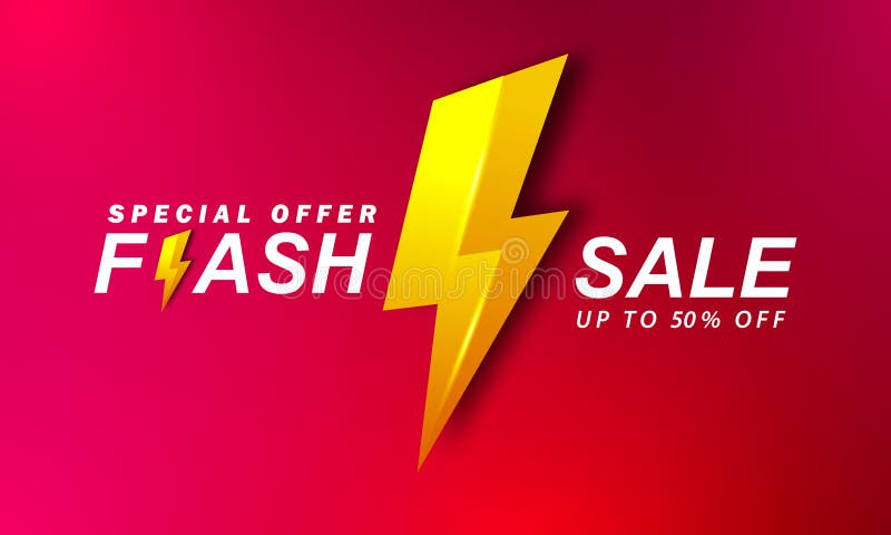 Flash Sale Banner Design, Discount Up To 50 . Vector Illustration Stock ...