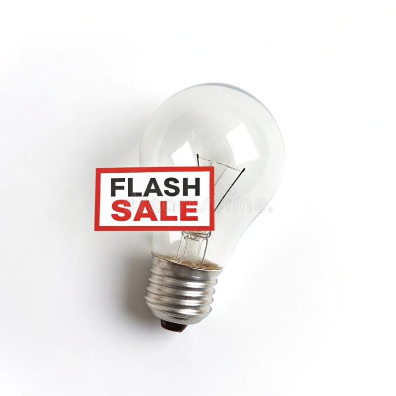 Flash Sale Banner with Light Bulb Isolated on White Background Stock ...
