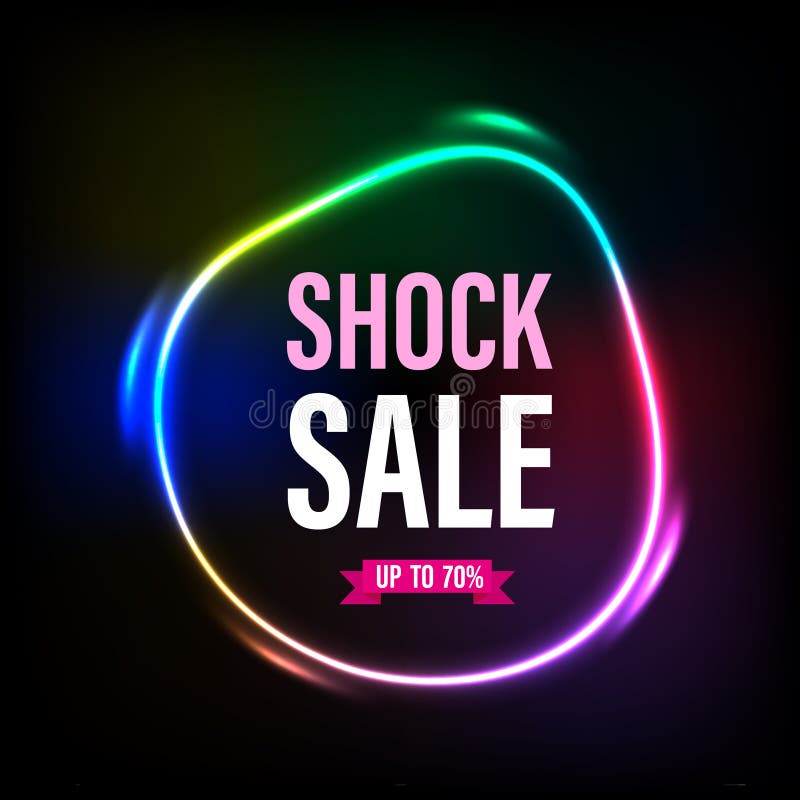 Shock Sale Banner Colourful Light on Dark Stock Vector - Illustration ...