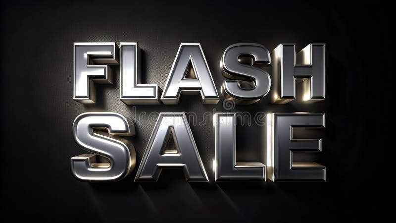 Flash Sale in Bold Chrome Letters Reflecting Subtle Lights Stock Photo ...