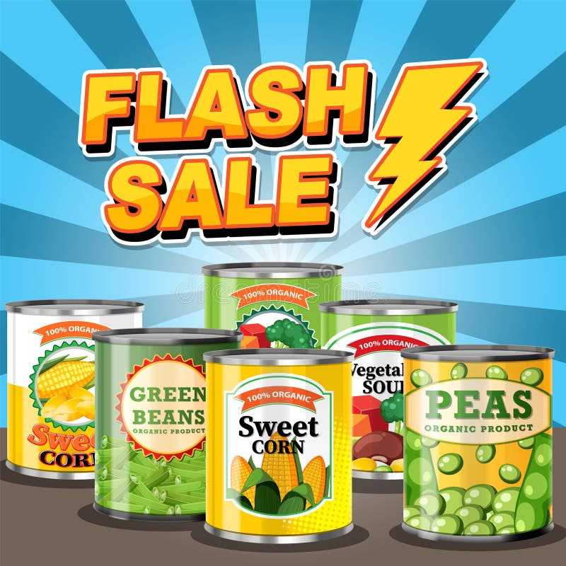 Flash Sale Canned Food Flash Sale Stock Vector - Illustration of ...