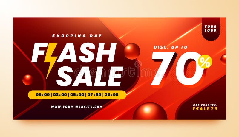 Flash Sale Discount Big Offer Horizontal Gradient Banner Stock Vector ...