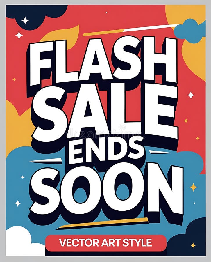 Flash Sale Ends Soon Vector Art Style Advertisement Stock Illustration ...