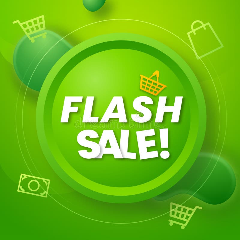 Flash Sale in Green Gradient Banner. Vector Illustration. Stock ...