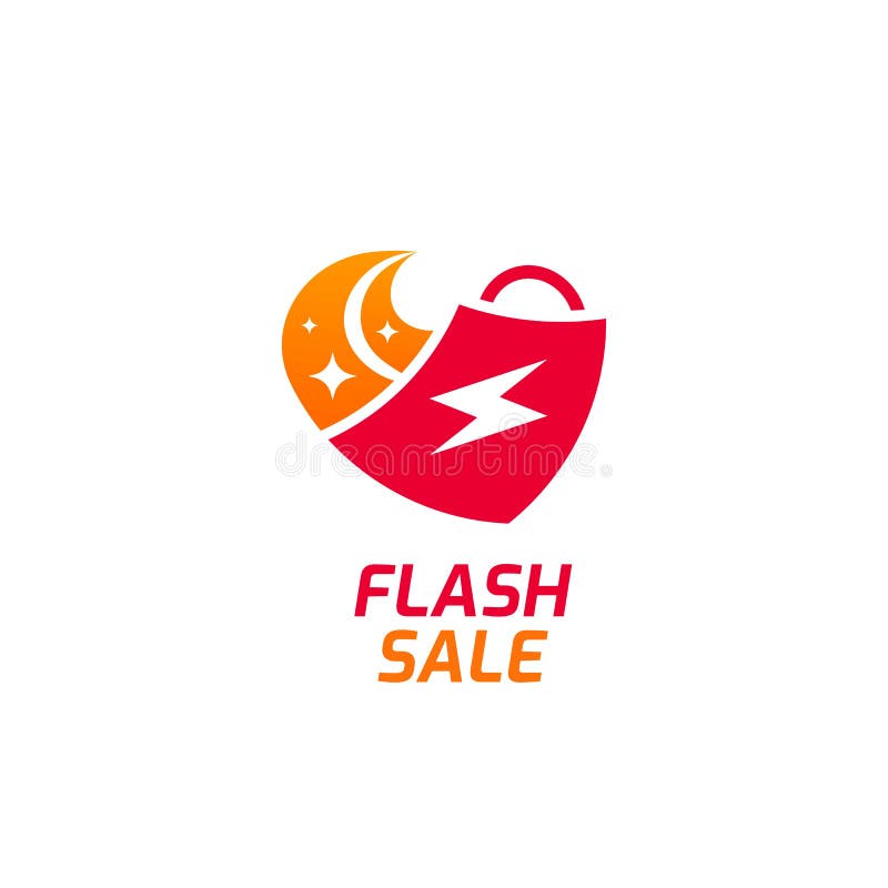 Flash Sale Logo Icon with Fast Moving Shopping Bag Logo Stock Vector ...