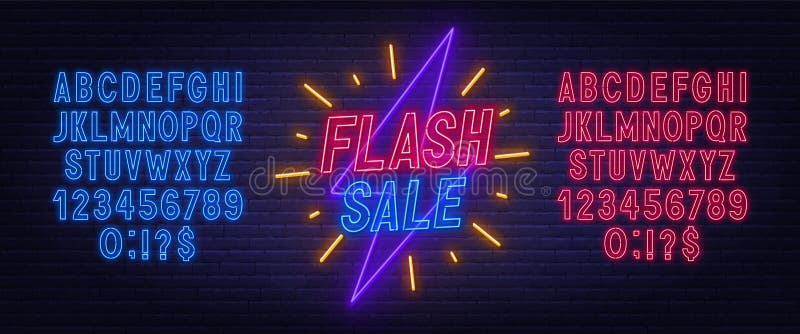 Flash Sale Neon Sign on Brick Wall Background. Stock Vector ...