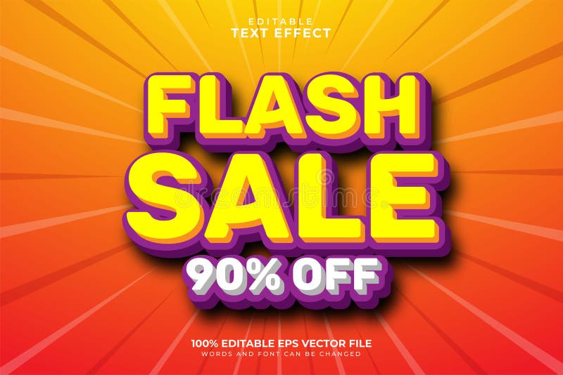Flash Sale 90 Off Text Effect, Editable Text Effect Stock Vector ...