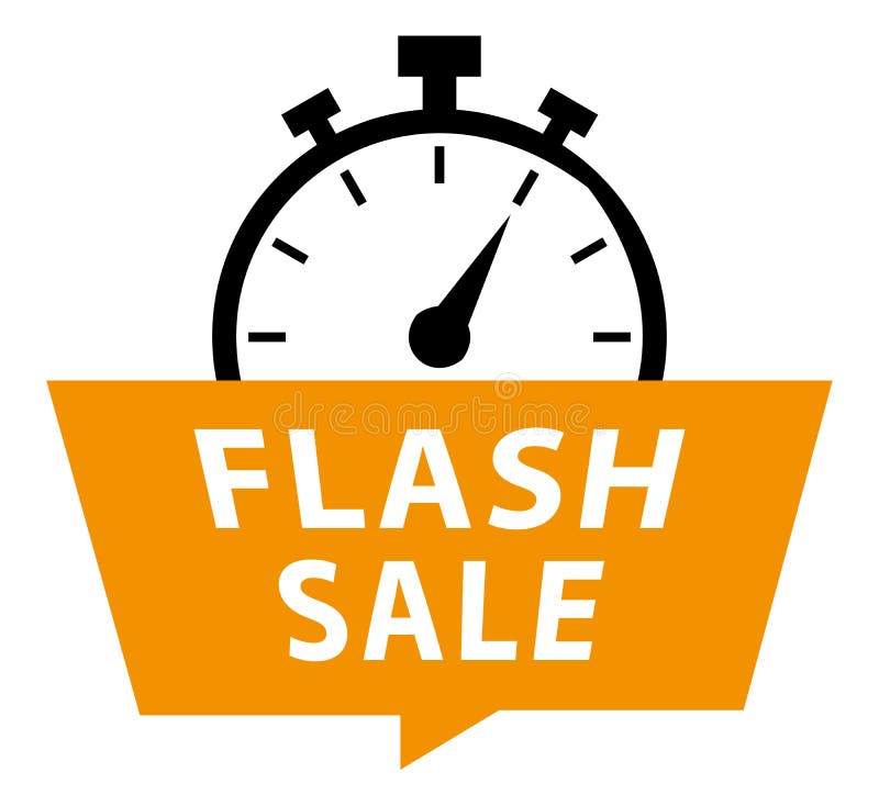 Flash Sale. Orange Vector Icon Speech Bubble with Stopwatch Stock ...