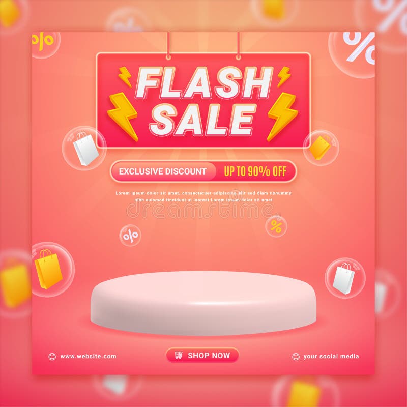 Flash Sale Discount and Promo Square Banner Stock Vector - Illustration ...