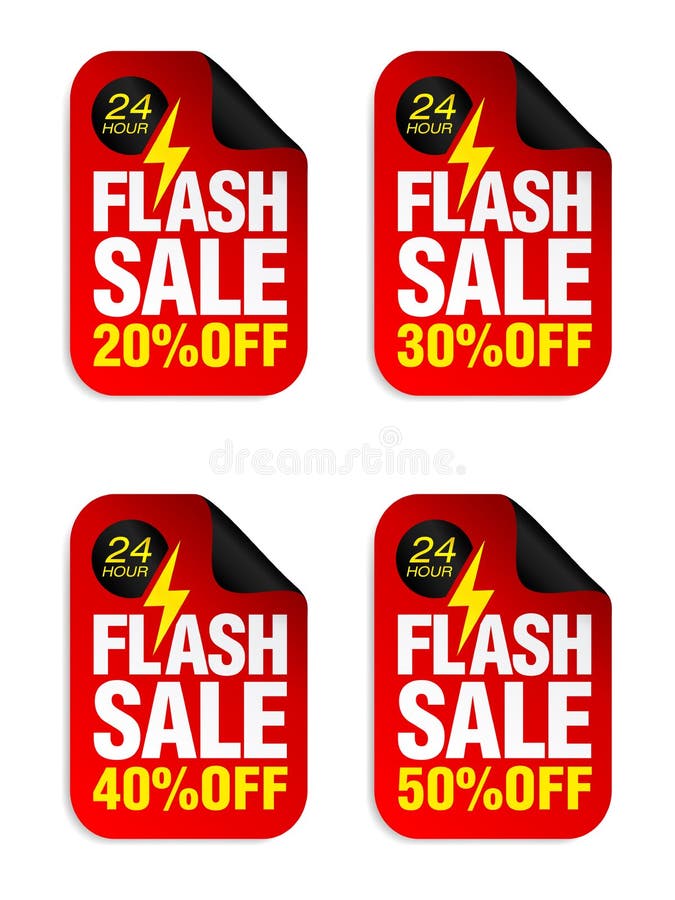Flash Sale Red Sticker Set. Sale 20 , 30 , 40 , 50 Off Stock Vector ...