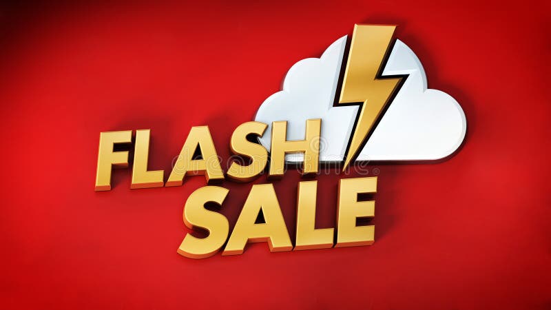 Flash Sale Text, Cloud and Lightning Icon. 3D Illustration Stock Illustration - Illustration of ...
