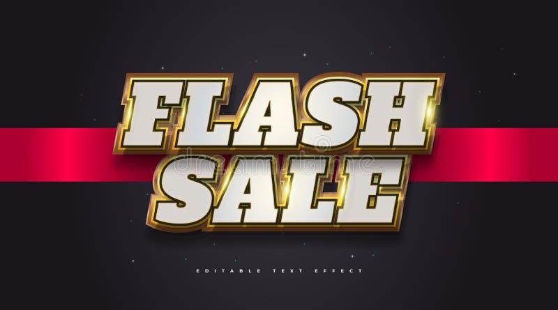 Flash Sale Text in White and Gold with 3D Embossed Effect Stock Vector ...