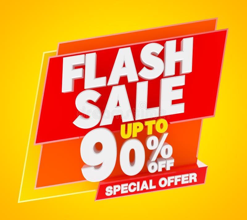 Flash Sale Up To 90 Off Special Offer Banner, 3d Rendering Stock ...
