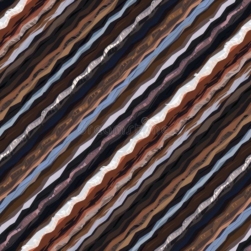 Diagonal Jagged Stripes Seamless Pattern in Shades of Brown, Blue, and ...