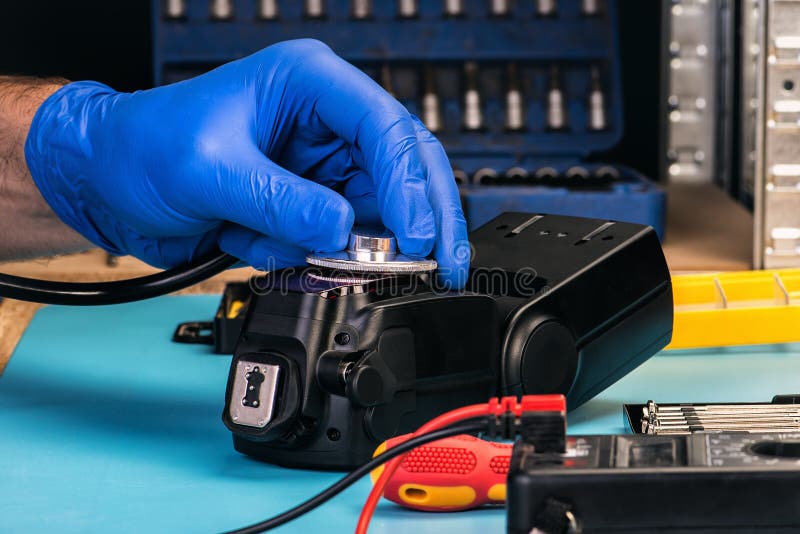 Flash Service in the Workshop Stock Photo - Image of accessory ...