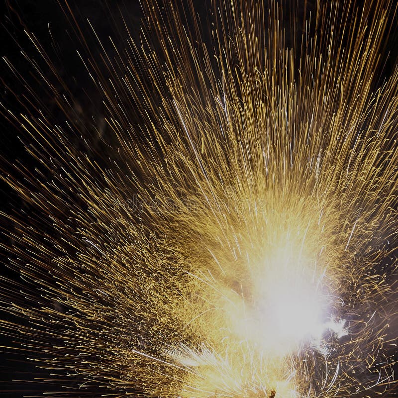 Flash of Sparks from an Exploding Firework Stock Image - Image of burn ...