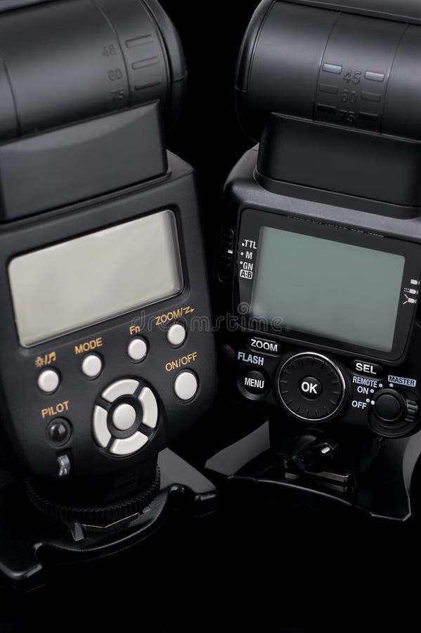 Flash speedlights. stock image. Image of accessory, comparison - 27177027