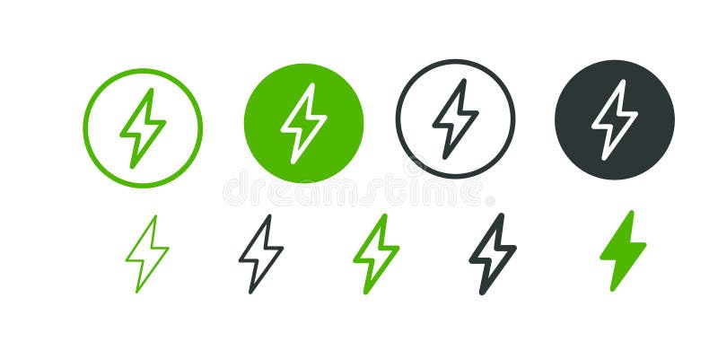 Flash Thunder Power Icon Green, Flash Lightning Bolt Icon with Thunder ...