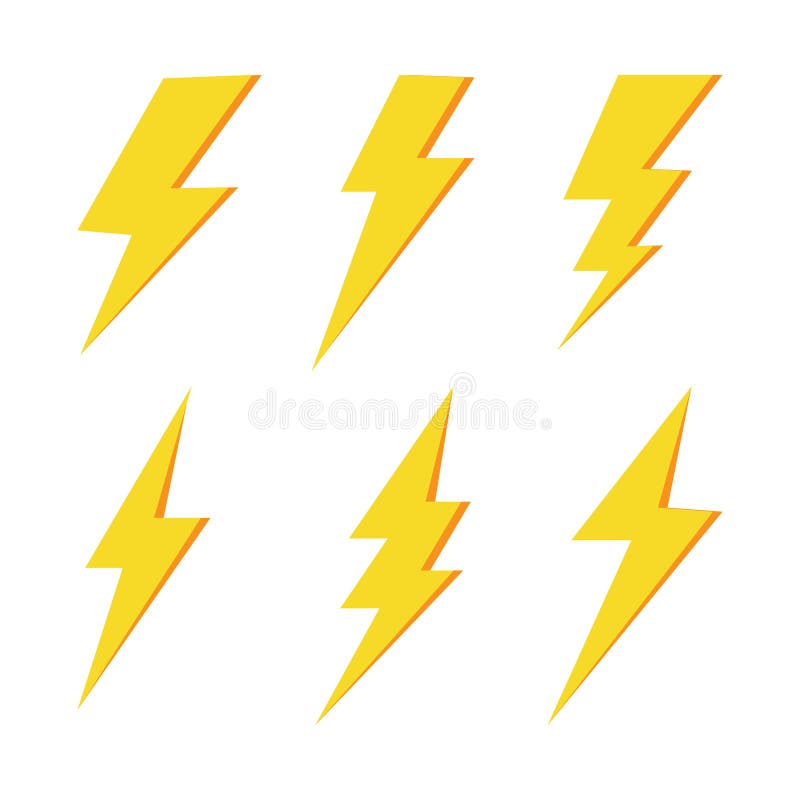 Flash Thunder Power Icon Set, Flash Lightning Bolt Icon with Thunder ...