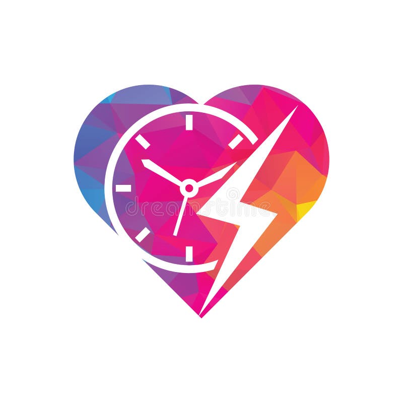 Flash Time Heart Shape Concept Vector Logo Design. Stock Vector ...