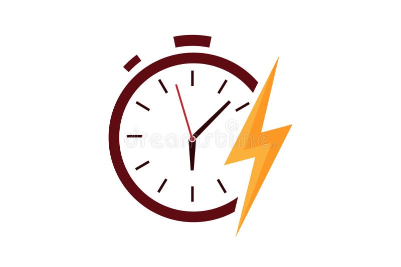 Flash Time Icon. Flash Energy Electric. Thunder and Clock. Isolated ...
