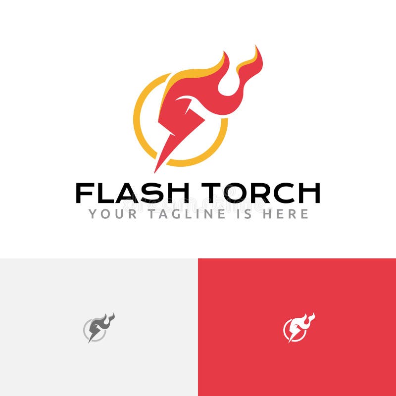 Flash Torch Bolt Thunder Fire Flame Logo Stock Illustration ...