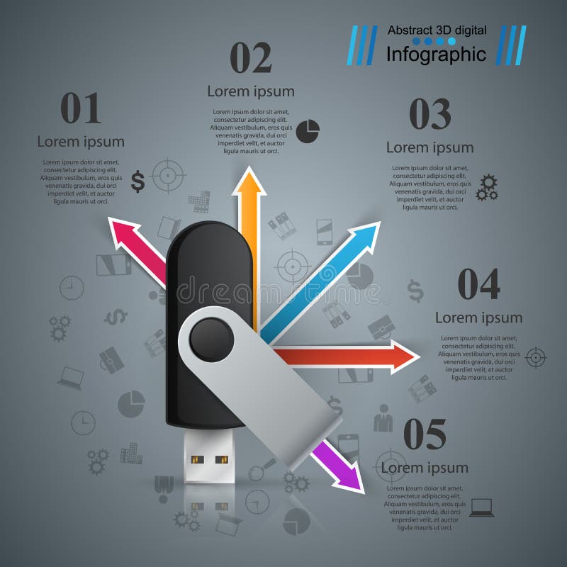 Flash Usb - Business Arrows Infographic. Stock Vector - Illustration of ...