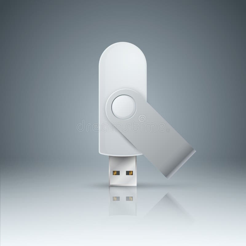 Flash Usb - Realistic Icon on the Grey Background Stock Vector ...
