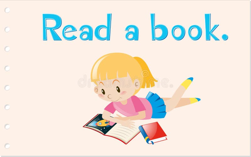 Flashcard with Action Word Read a Book Stock Illustration ...