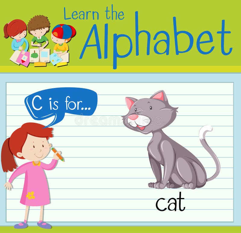 Flashcard Alphabet C is for Cat Stock Vector - Illustration of animal ...