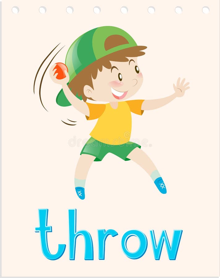 Flashcard with Boy Throwing Ball Stock Illustration - Illustration of ...