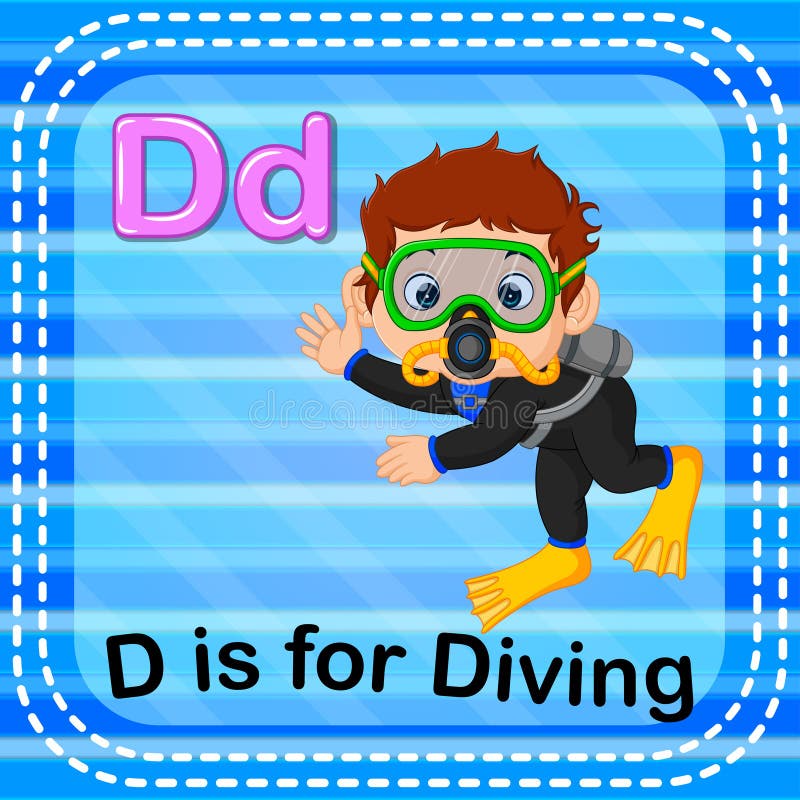 Flashcard Letter D is for Diving Stock Vector - Illustration of diver ...