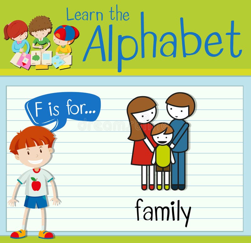 Flashcard Letter F is for Family Stock Vector - Illustration of english ...